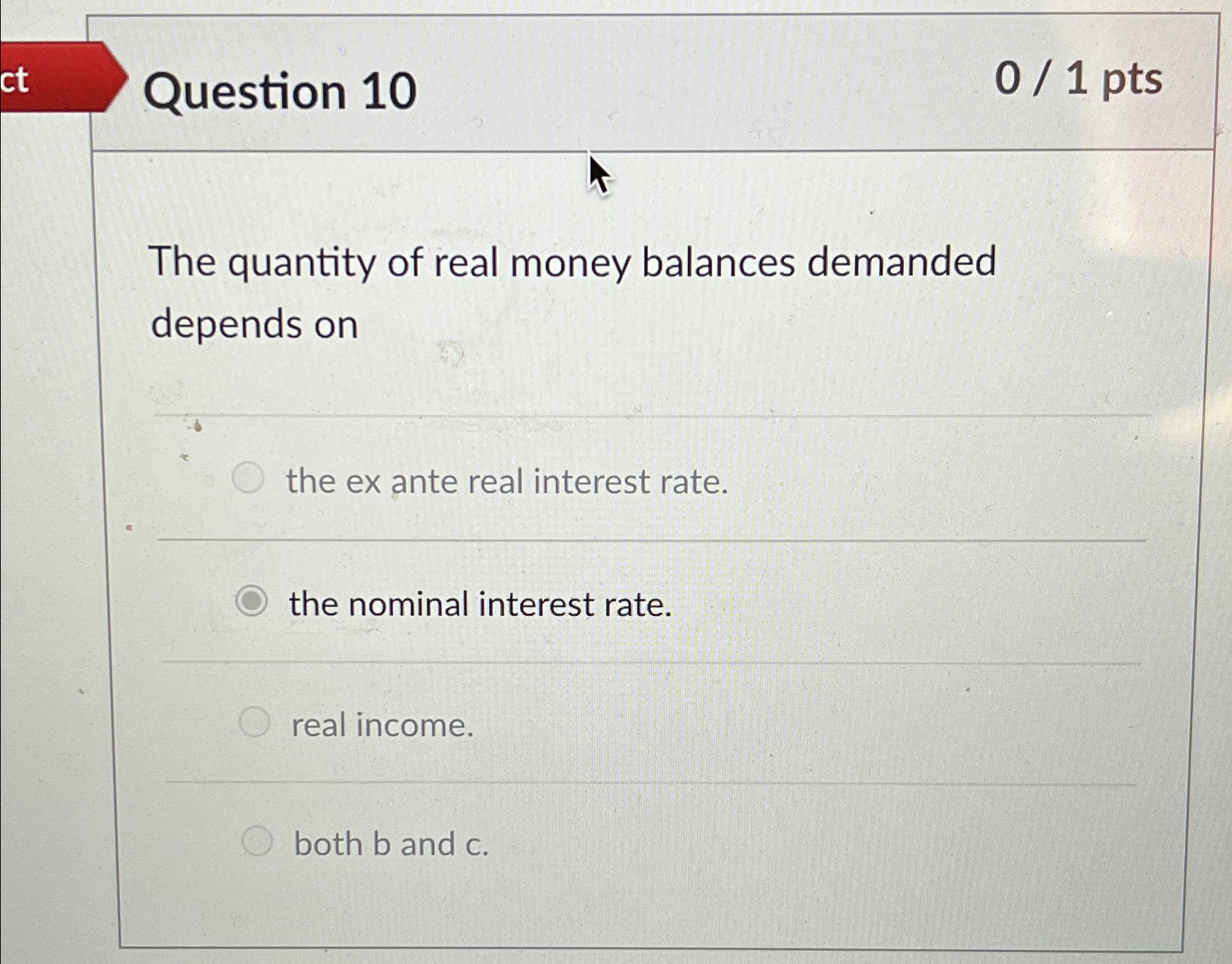Solved Question 1001 ﻿ptsThe quantity of real money balances | Chegg.com