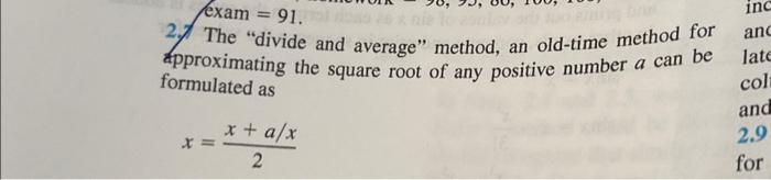 Solved 2. The "divide and average" method, an old-time | Chegg.com