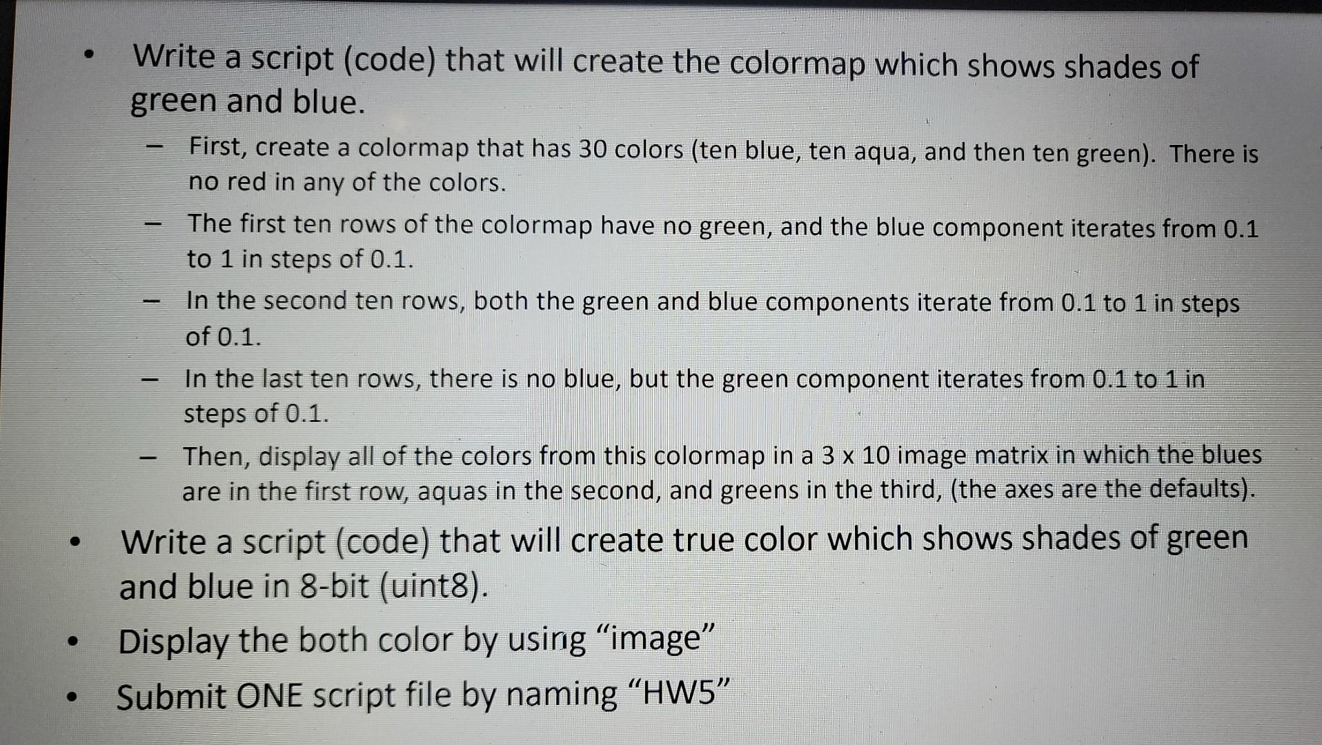 Solved Write A Script Code That Will Create The Colormap 2928