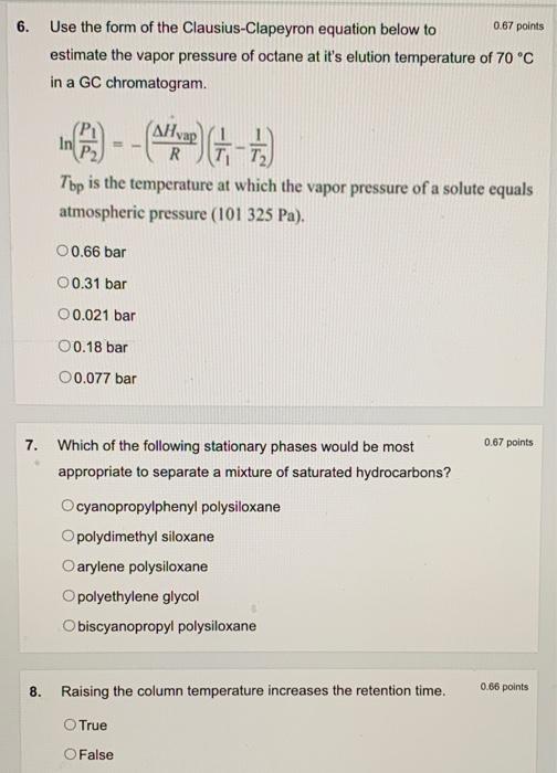 Solved 6. Use the form of the Clausius-Clapeyron equation | Chegg.com