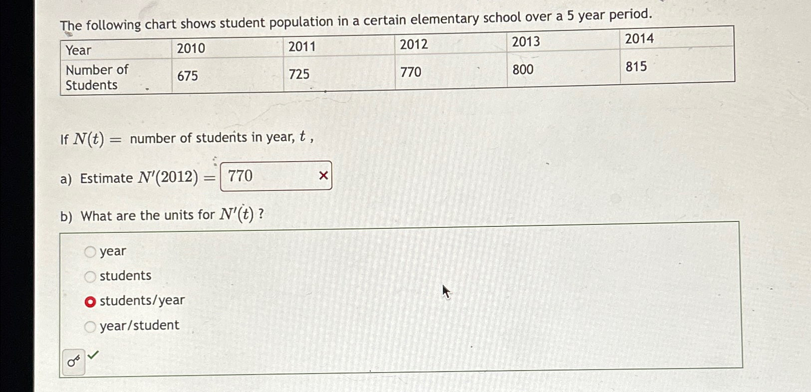 Solved The following chart shows student population in a | Chegg.com