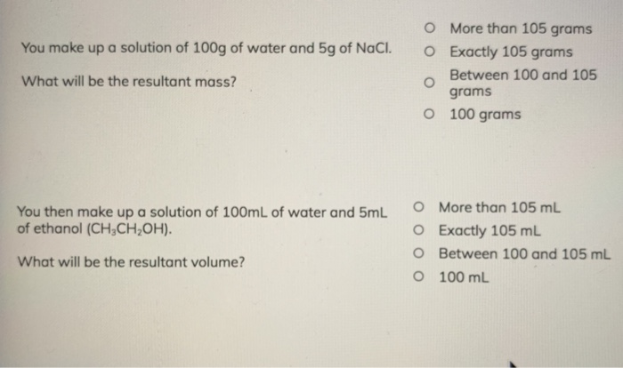 Solved You make up a solution of 100g of water and 5g of | Chegg.com