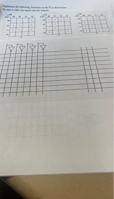 Solved Implement the following functions on the PLA shown | Chegg.com