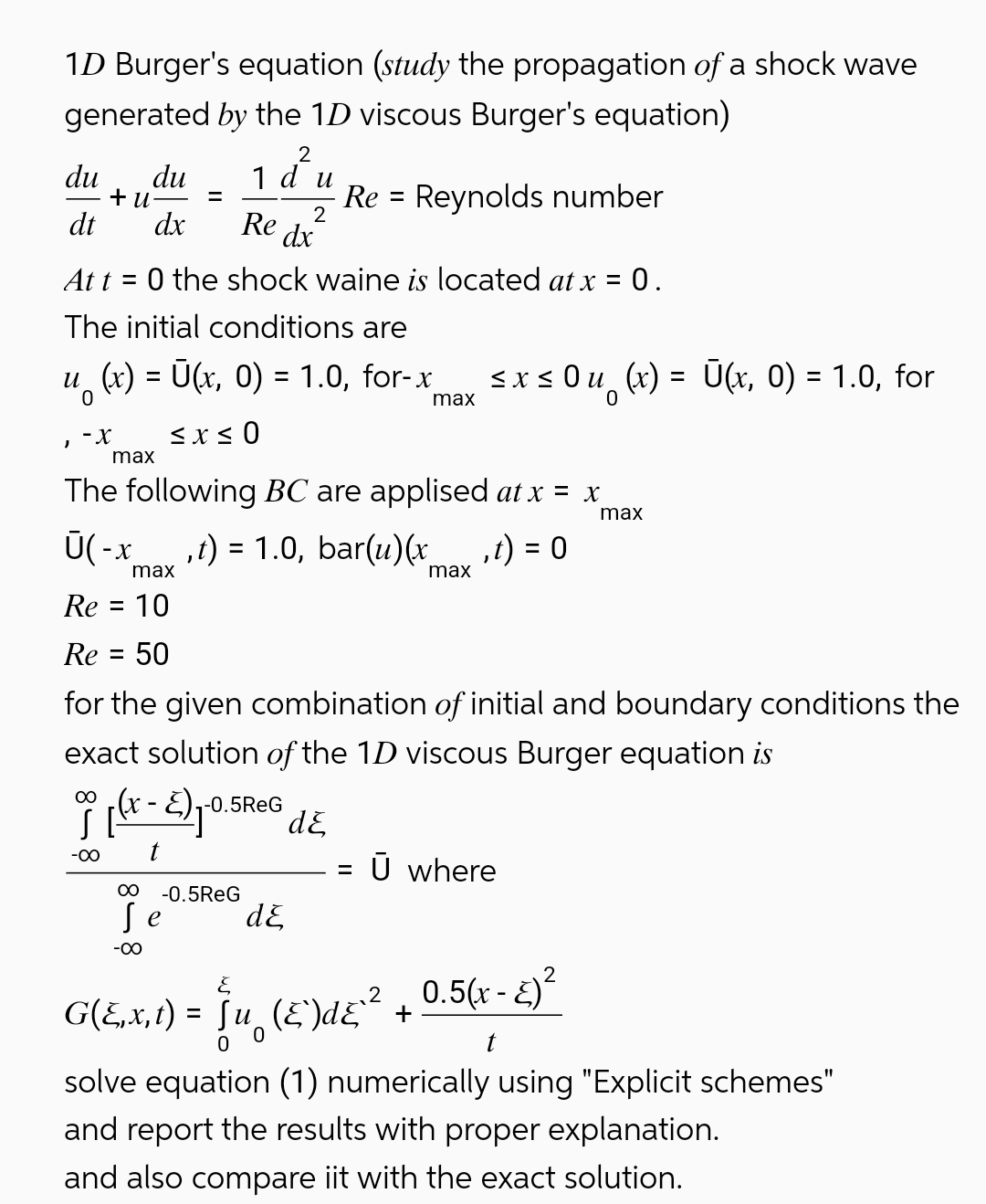 Solved Write a python programme to solve 1D ﻿Burger's | Chegg.com
