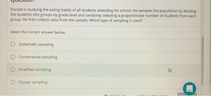 Solved Question In reference to different sampling methods, | Chegg.com