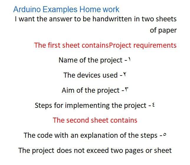 Solved Arduino Examples Home work I want the answer to be | Chegg.com