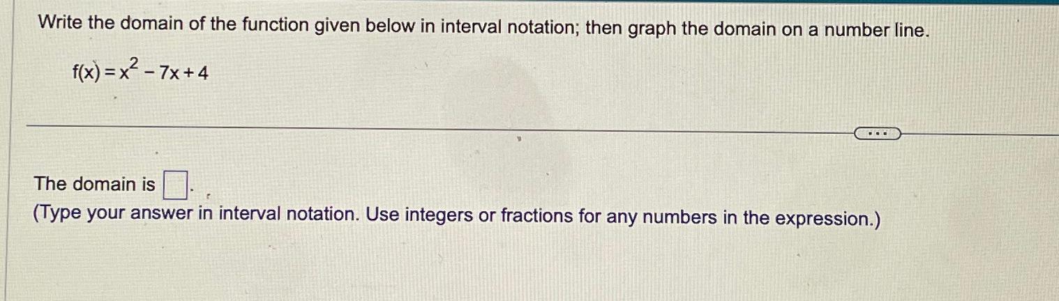 Solved Write the domain of the function given below in | Chegg.com
