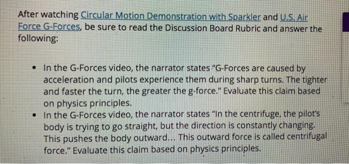 Solved After watching Circular Motion Demonstration with | Chegg.com