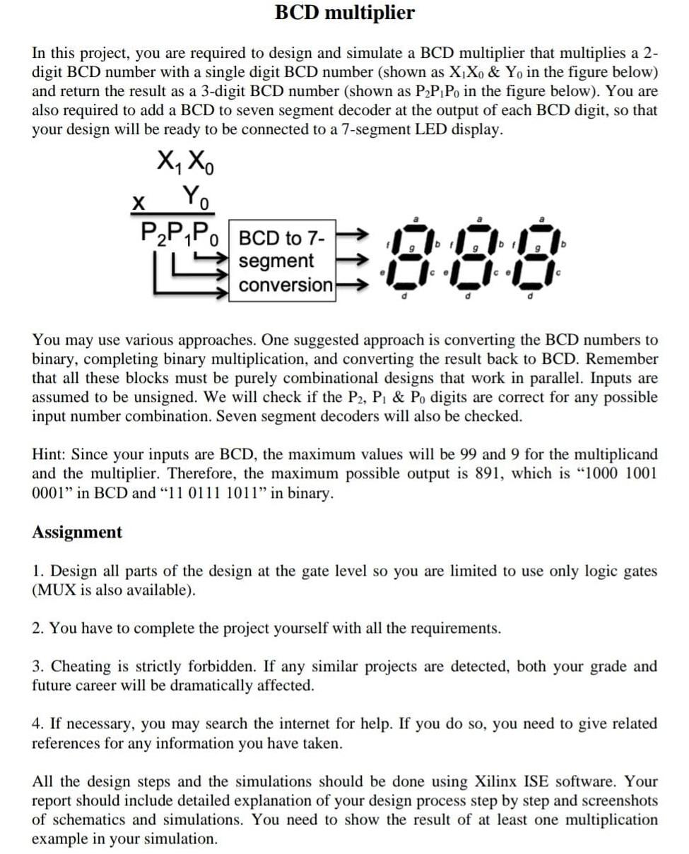 Solved In this project, you are required to design and | Chegg.com