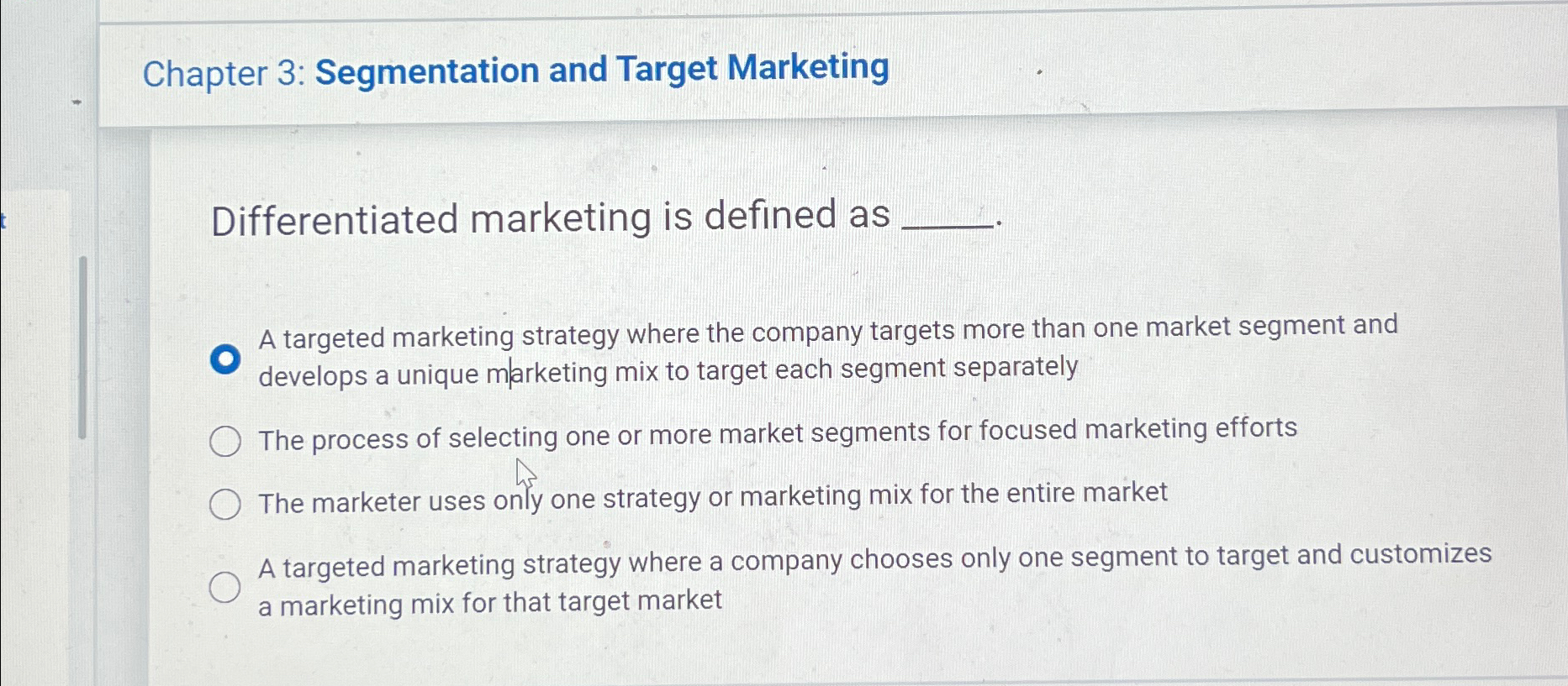 Solved Chapter 3: Segmentation and Target | Chegg.com