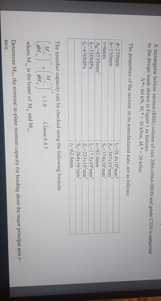Solved A rectangular hollow section (RHS) column of size | Chegg.com
