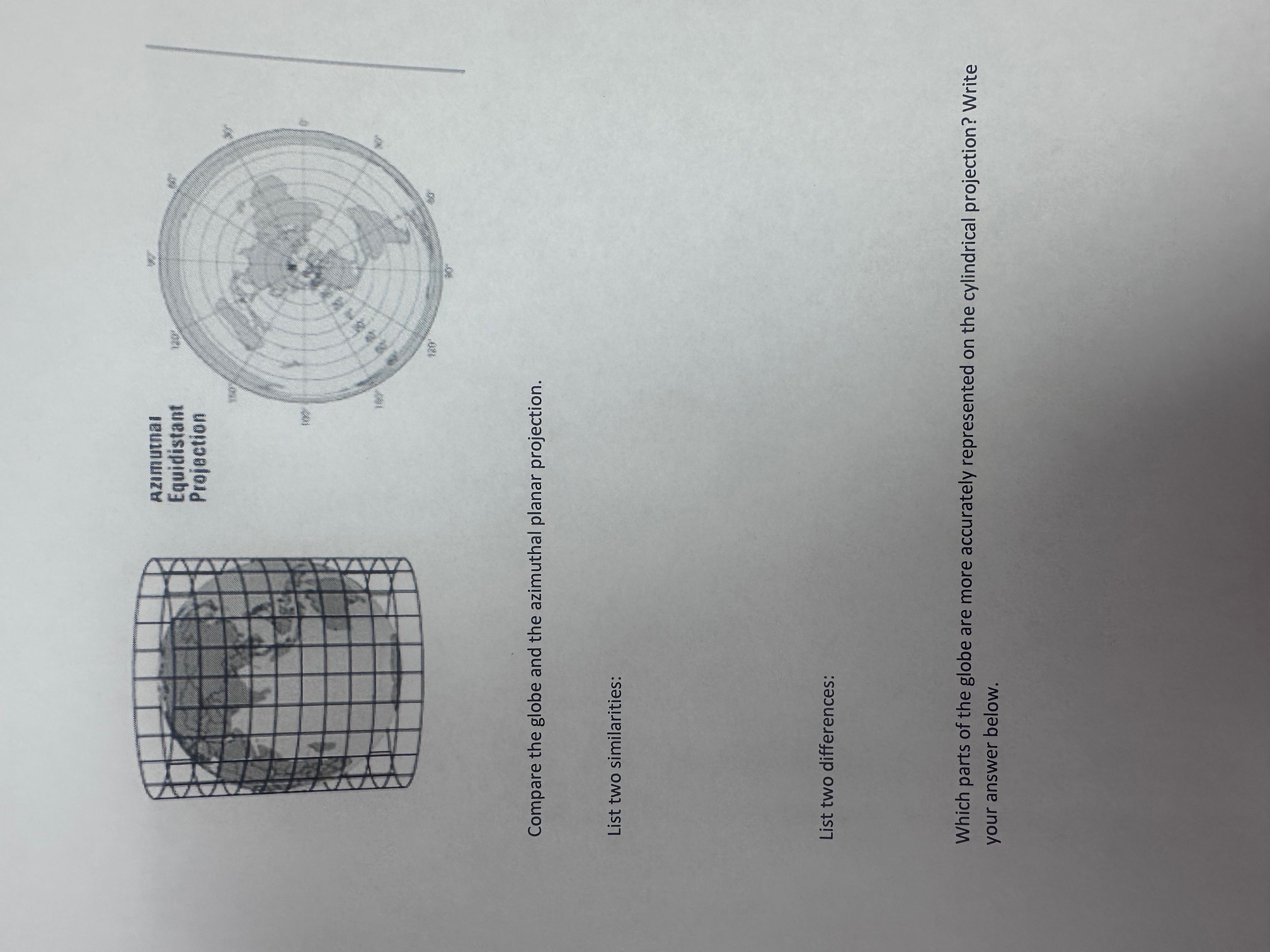 Solved Compare the globe and the azimuthal planar | Chegg.com