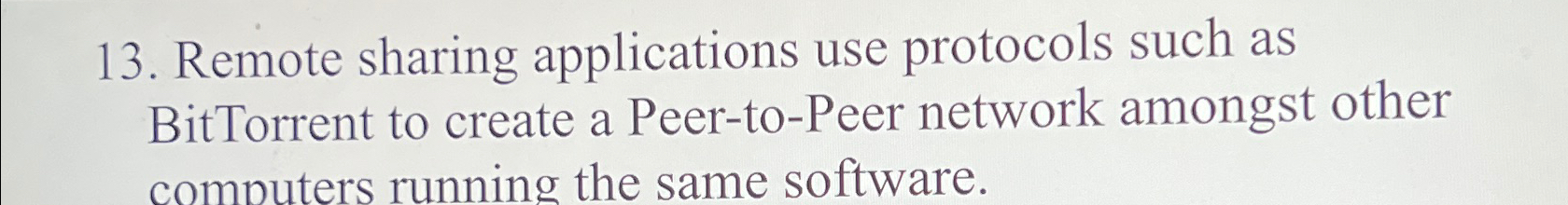 Solved Remote sharing applications use protocols such as | Chegg.com