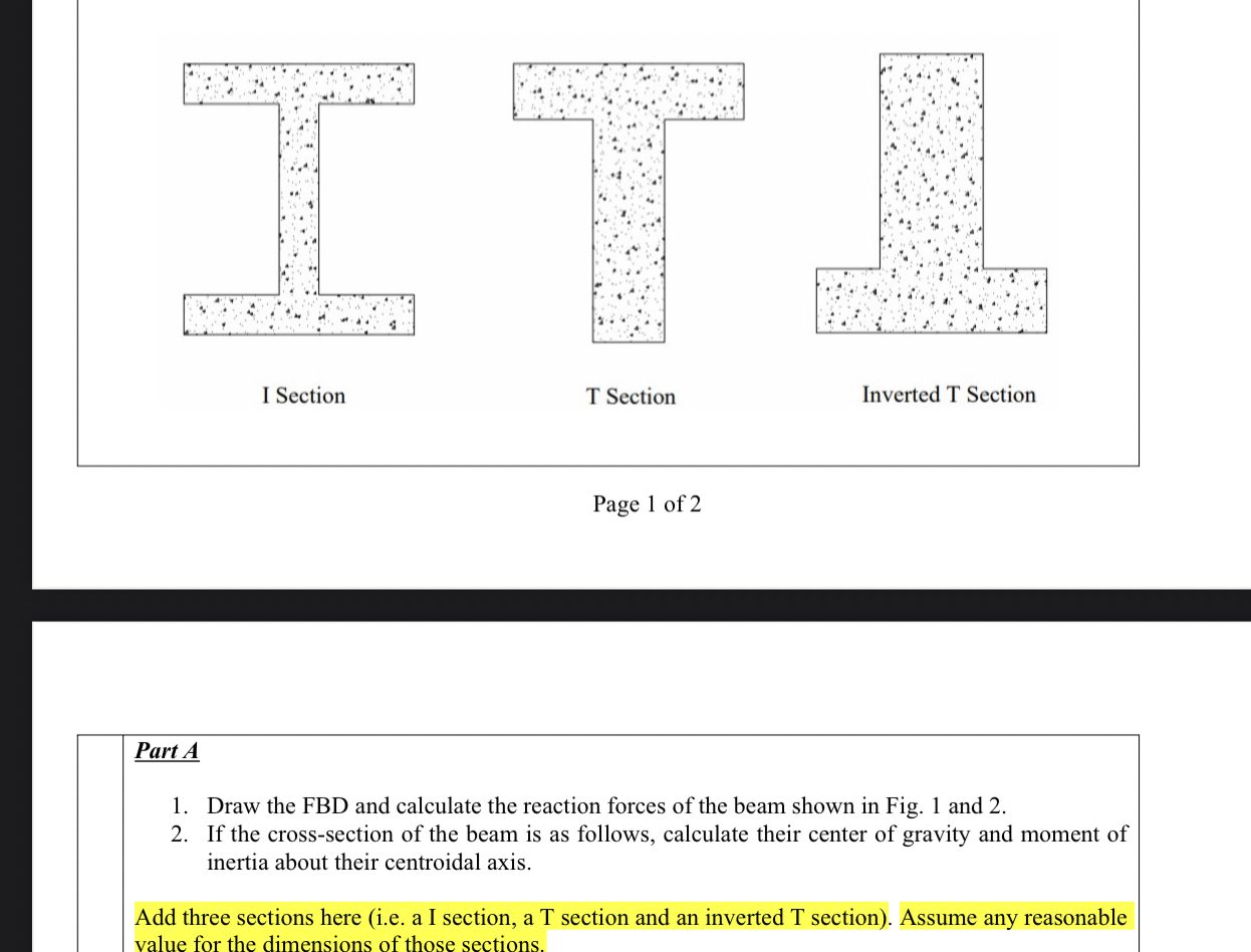 I SectionT SectionInverted T SectionPage 1 ﻿of 2Part | Chegg.com