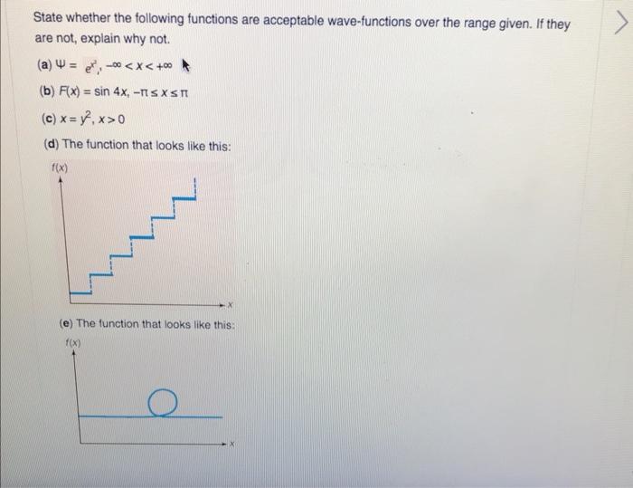 Solved State whether the following functions are acceptable | Chegg.com