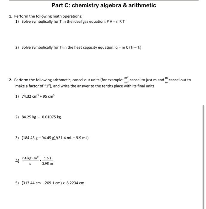 Solved 1. Perform the following math operations: 1) Solve | Chegg.com