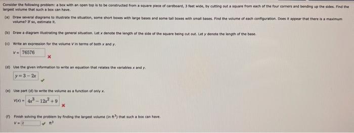Solved largest volume that such a box can have. volume? if | Chegg.com