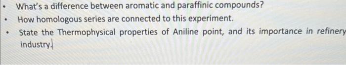 Solved What's a difference between aromatic and paraffinic | Chegg.com