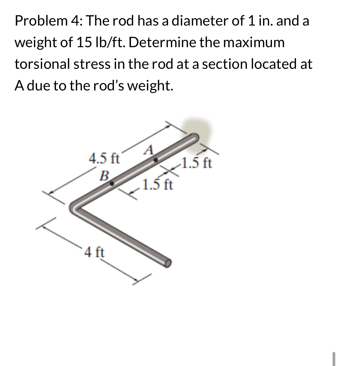 Solved Problem 4: The rod has a diameter of 1 ﻿in . ﻿and a | Chegg.com