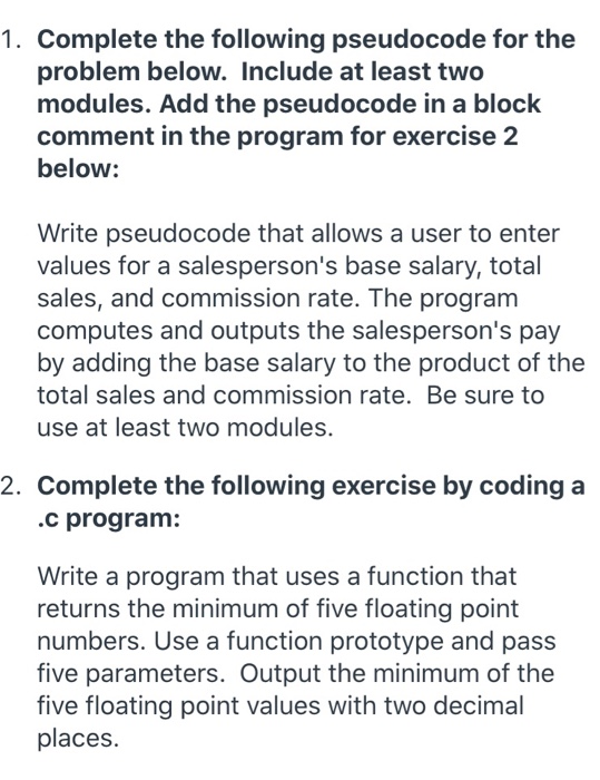 Solved Create A C Program Based Modularization Dont Forget 9115