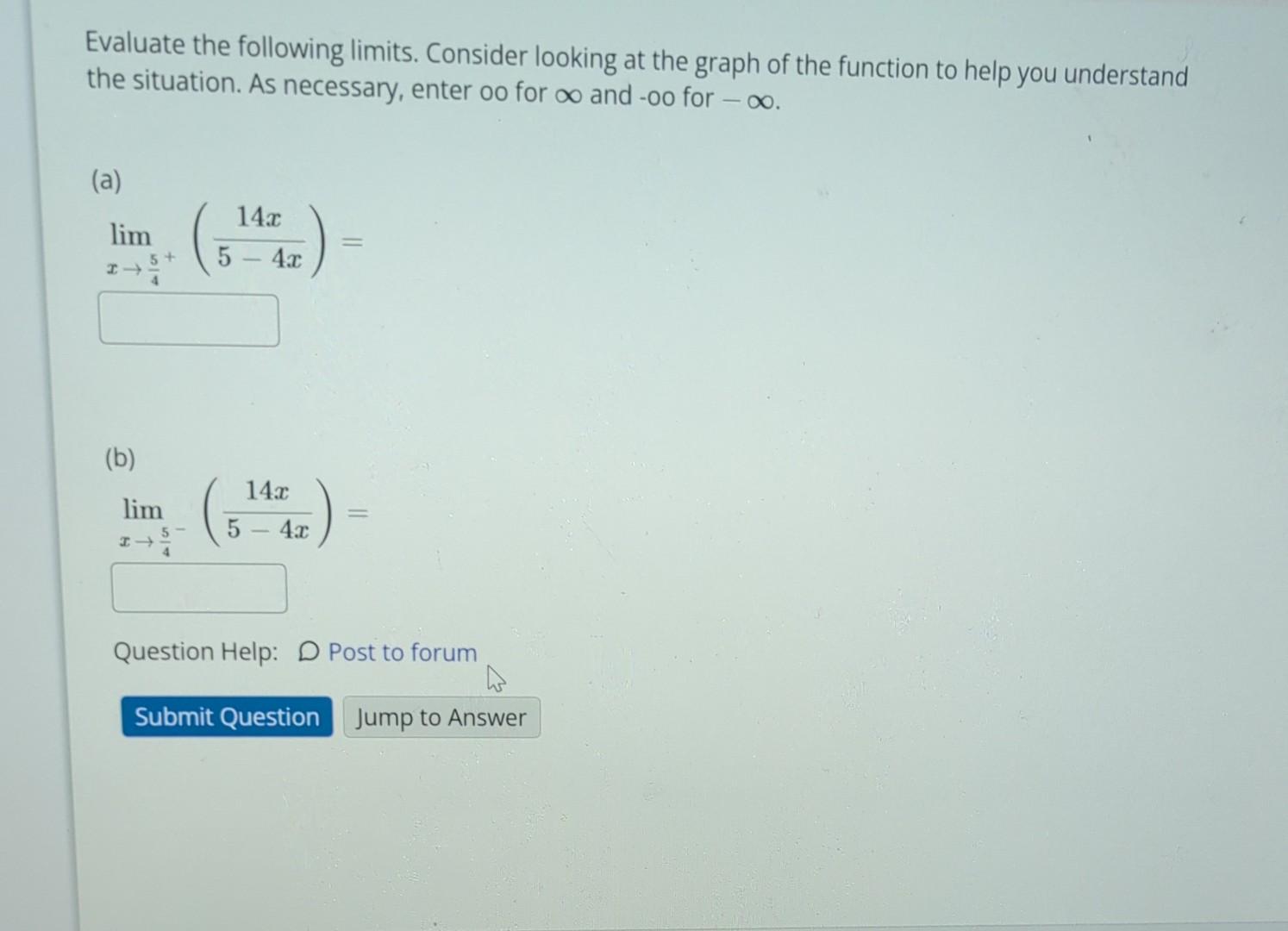 Solved Evaluate the following limits. Consider looking at | Chegg.com