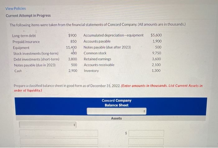 Solved View Policies Current Attempt in Progress The | Chegg.com