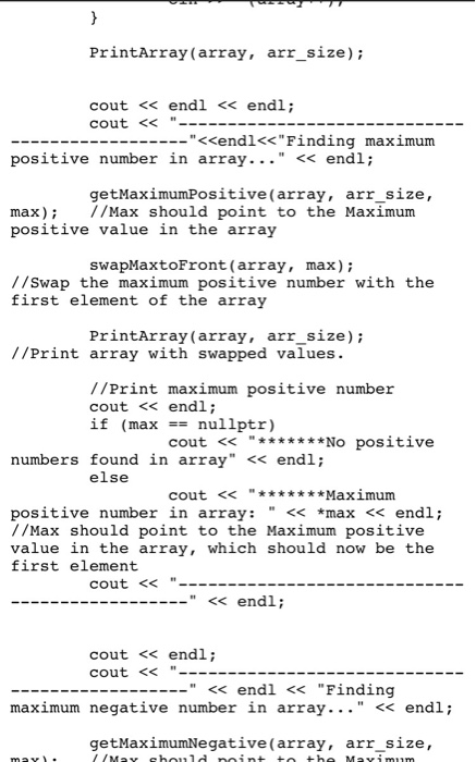 Solved the maximum value in the array to the max pointer | Chegg.com
