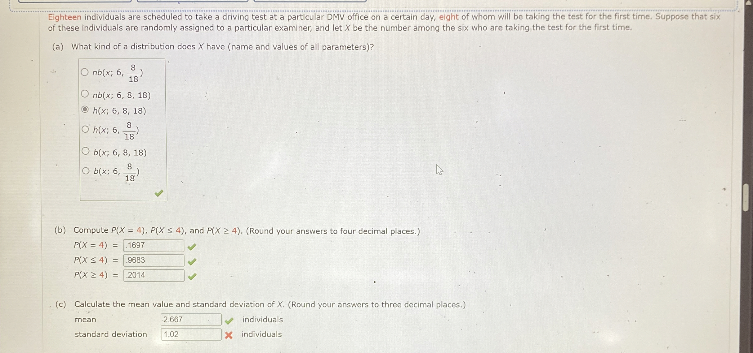 Solved Eighteen individuals are scheduled to take a driving | Chegg.com