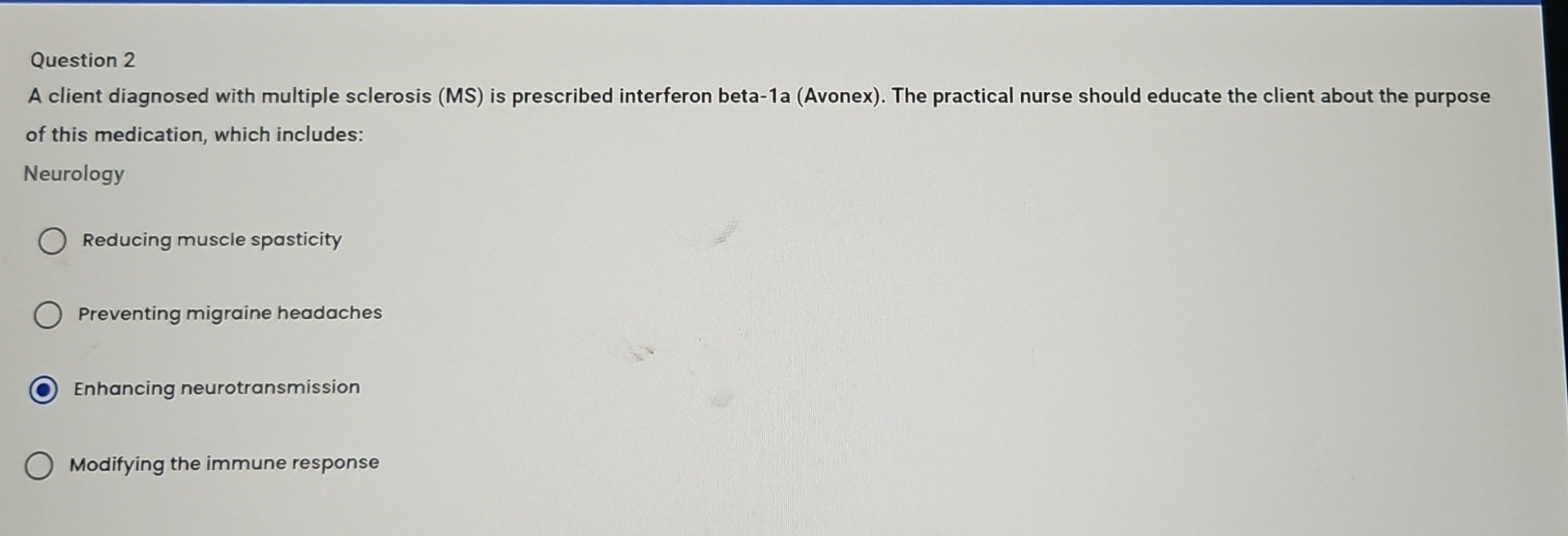 Solved Question 2A client diagnosed with multiple sclerosis | Chegg.com