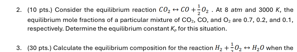 Solved (10 ﻿pts.) ﻿Consider the equilibrium reaction | Chegg.com