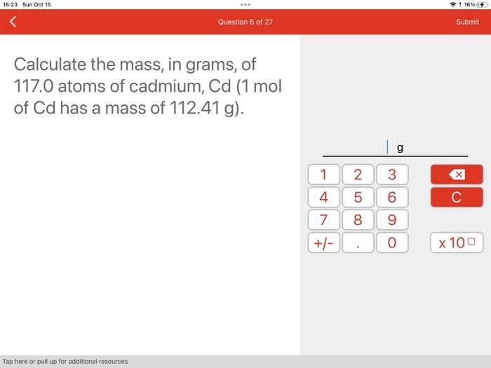 Calculate the mass, in grams, of 117.0 atoms of | Chegg.com