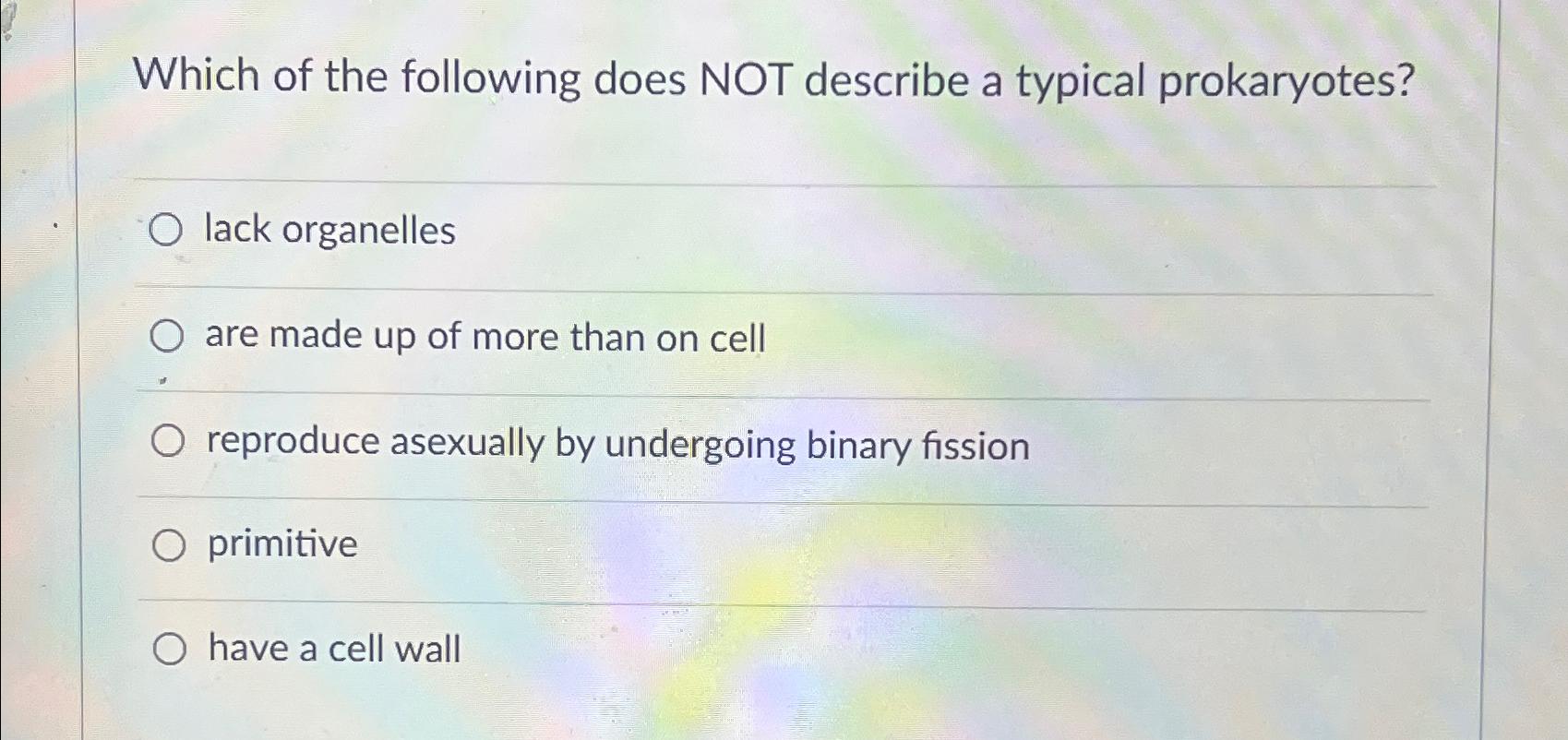 Solved Which of the following does NOT describe a typical | Chegg.com