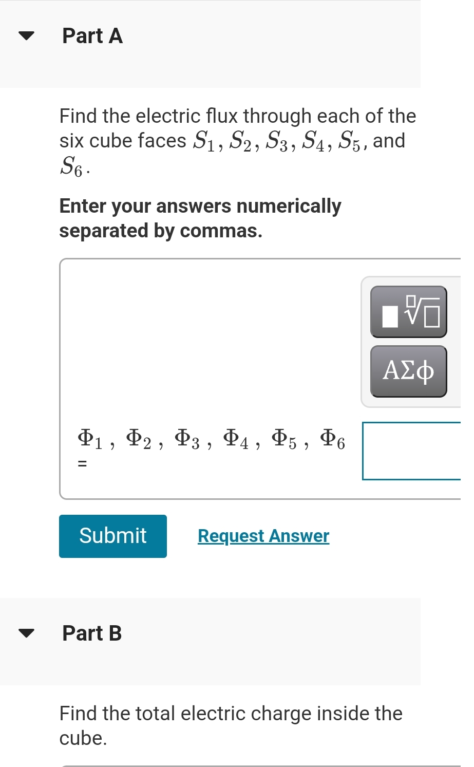 A cube has sides of length L=0.370m. ﻿It is placed | Chegg.com