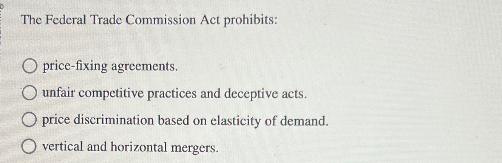 Solved The Federal Trade Commission Act | Chegg.com