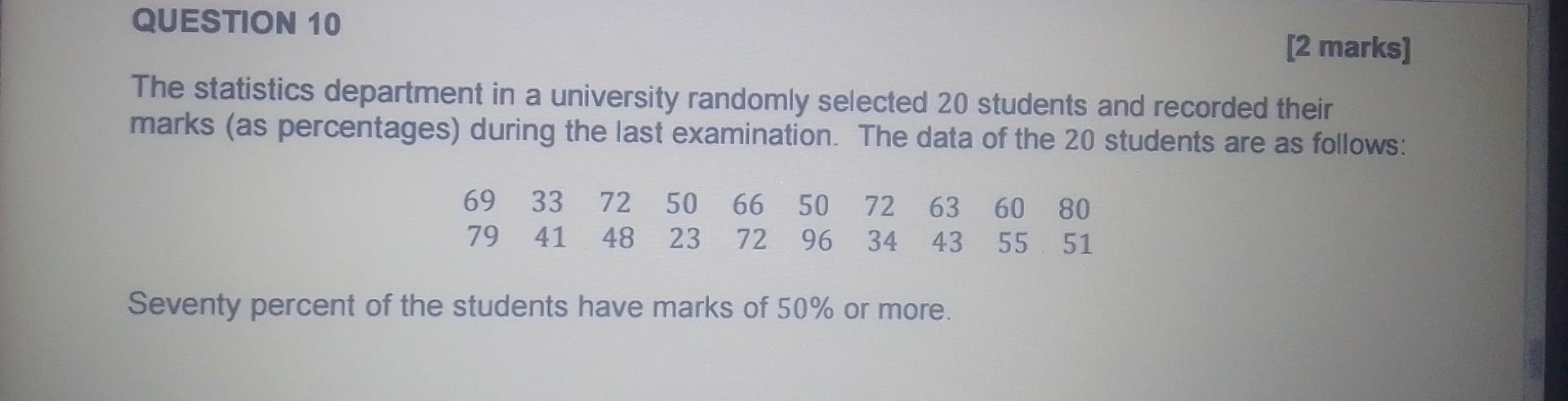 The statistics department in a university randomly | Chegg.com