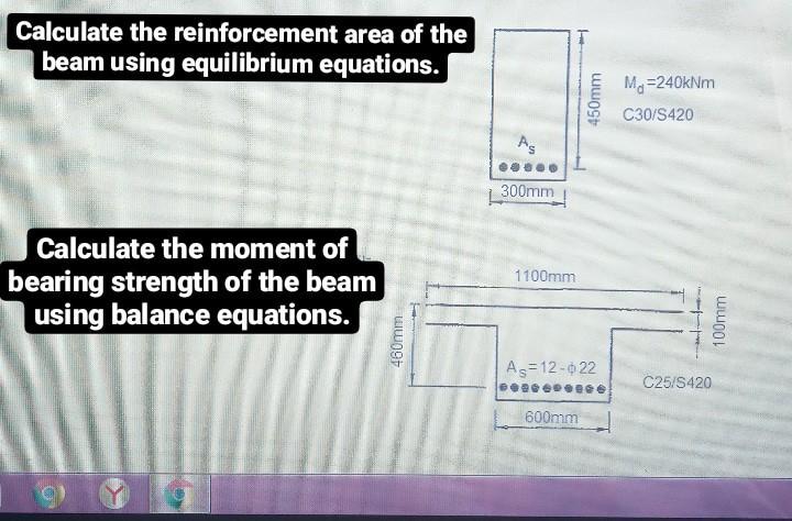 Solved Calculate the reinforcement area of the beam using | Chegg.com