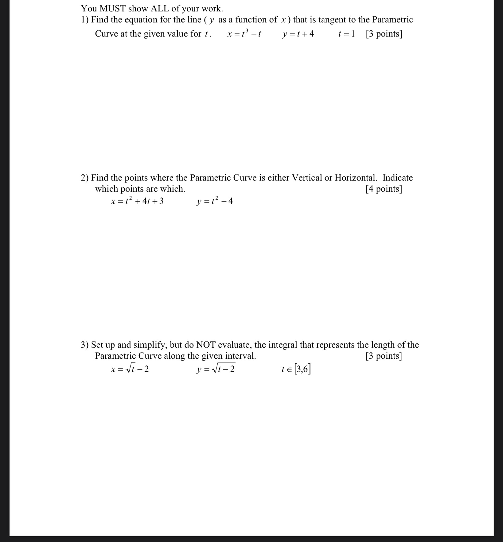 Solved You Must Show All Of Your Work Find The Equation For