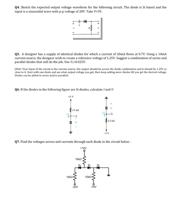 Solved Q4 Sketch The Expected Output Voltage Waveform For