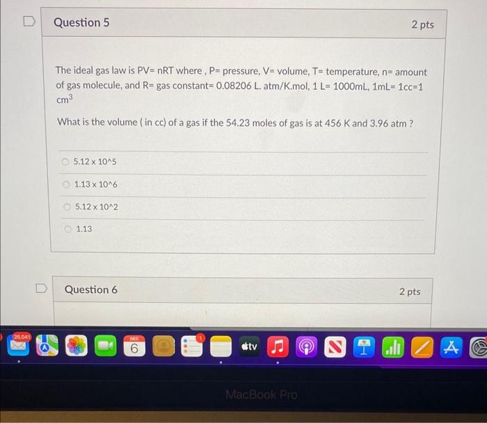 Solved The ideal gas law is PV=nRT where, P= pressure, V= | Chegg.com