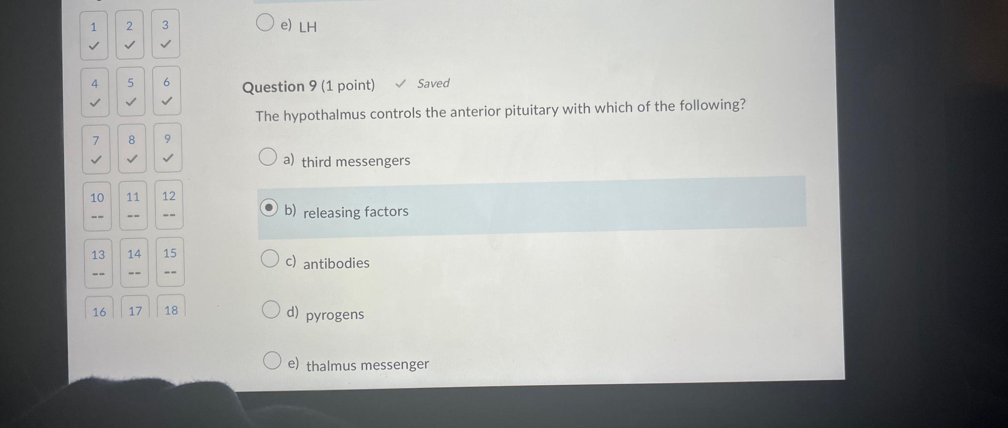 Solved 1230 ﻿e) LH456 ﻿Question 9 (1 ﻿point) ﻿SavedThe | Chegg.com