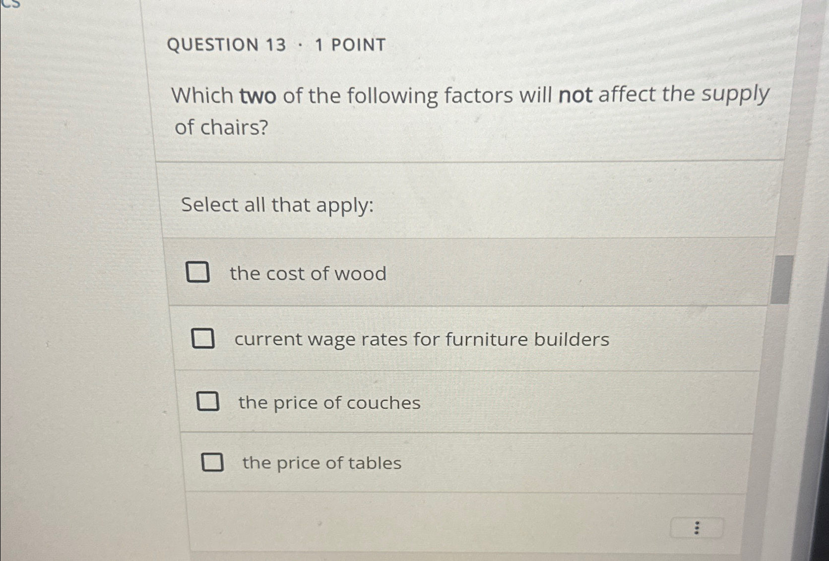 Solved QUESTION 13*1 ﻿POINTWhich two of the following | Chegg.com