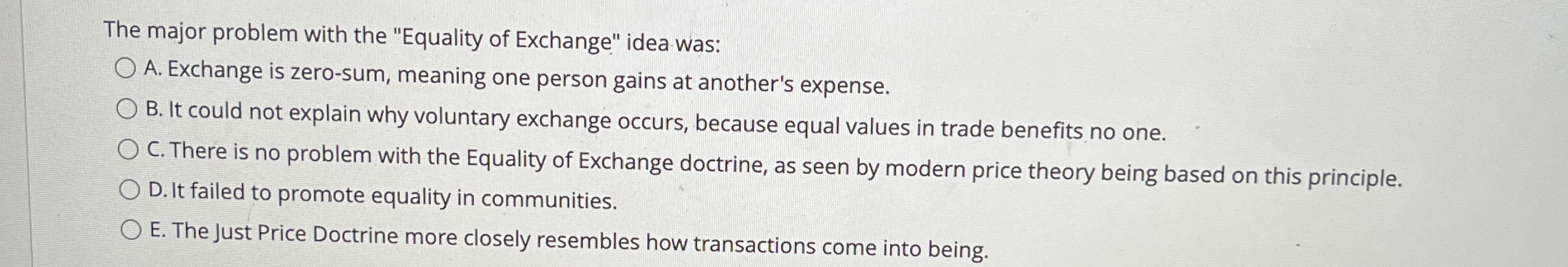 Solved The major problem with the "Equality of Exchange" | Chegg.com