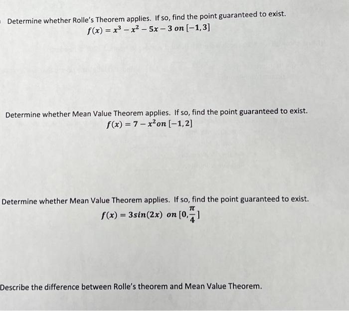 Solved Determine whether Rolle's Theorem applies. If so, | Chegg.com