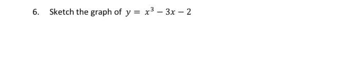 Solved 6. Sketch the graph of y=x3−3x−2 | Chegg.com