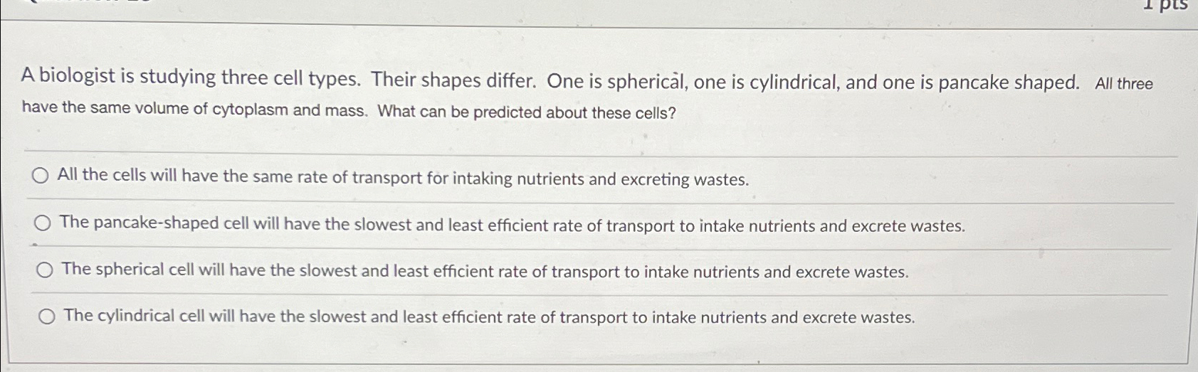 Solved A biologist is studying three cell types. Their | Chegg.com
