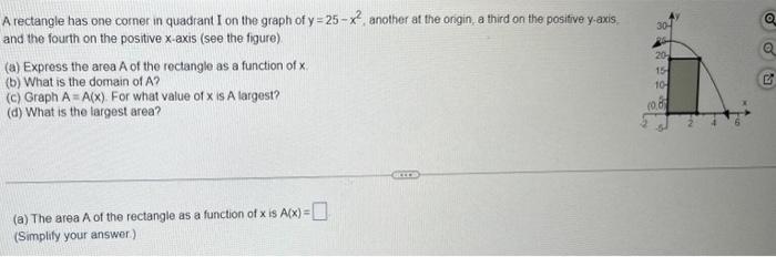 Solved A rectangle has one corner in quadrant I on the graph | Chegg.com