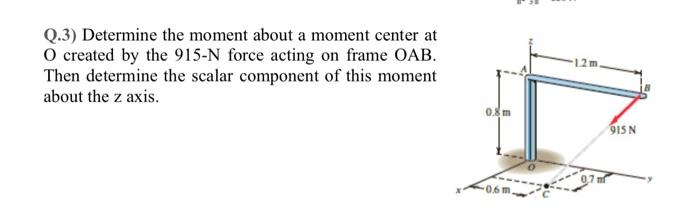 Solved Q.3) Determine the moment about a moment center at O | Chegg.com