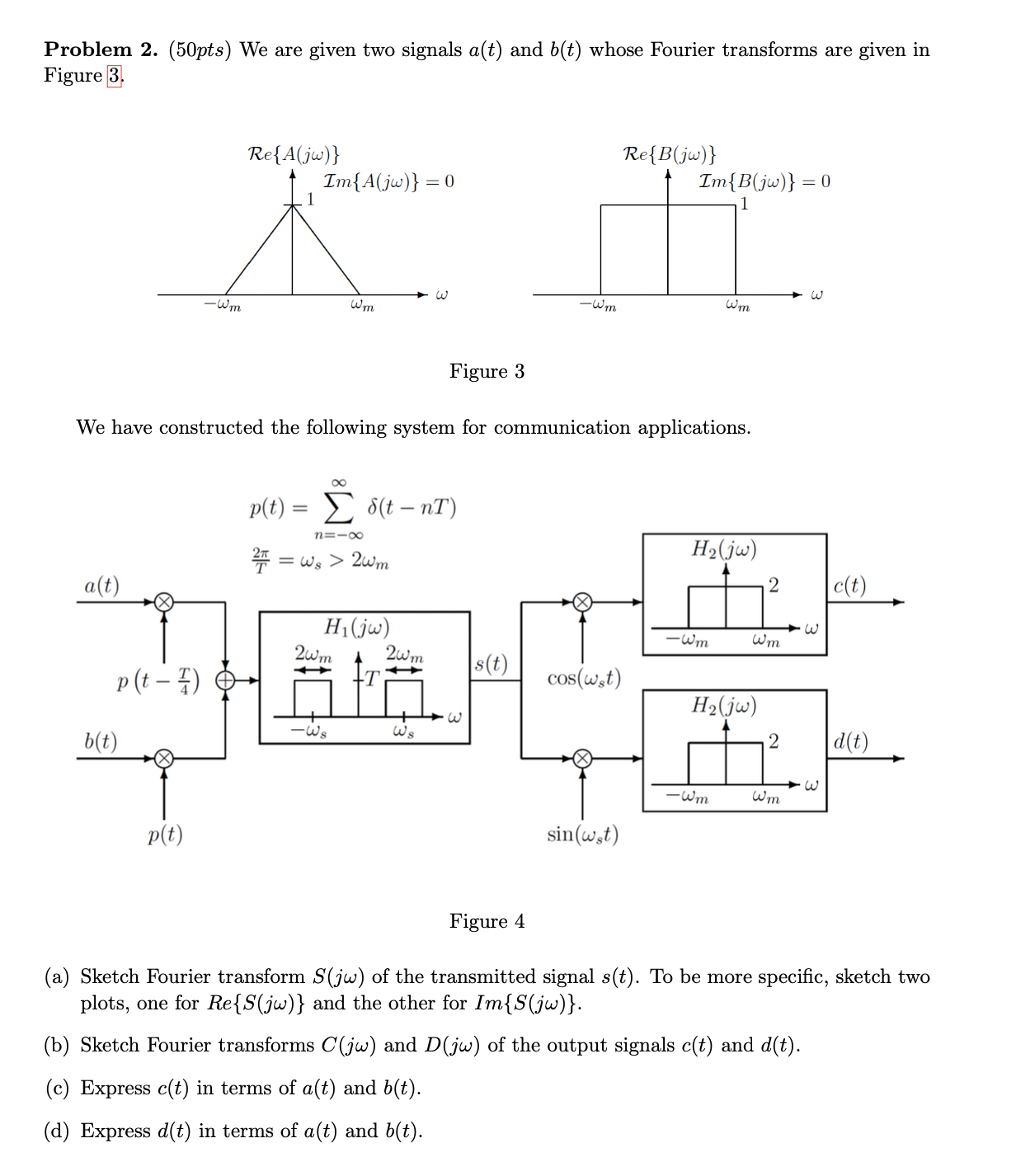 Solved Problem 2. (50pts) ﻿We are given two signals a(t) | Chegg.com