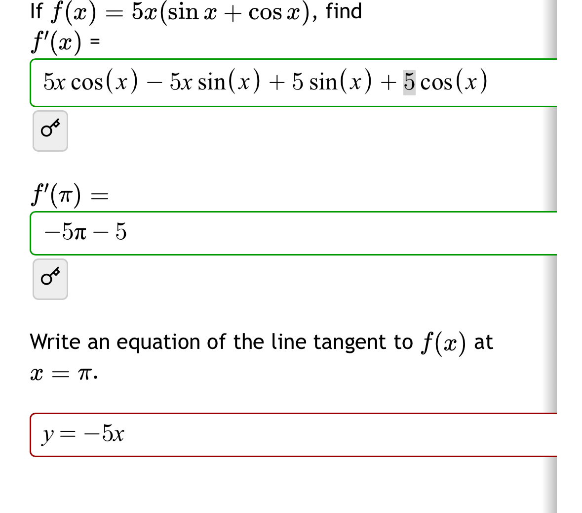Solved If f(x)=5x(sinx+cosx), ﻿find | Chegg.com