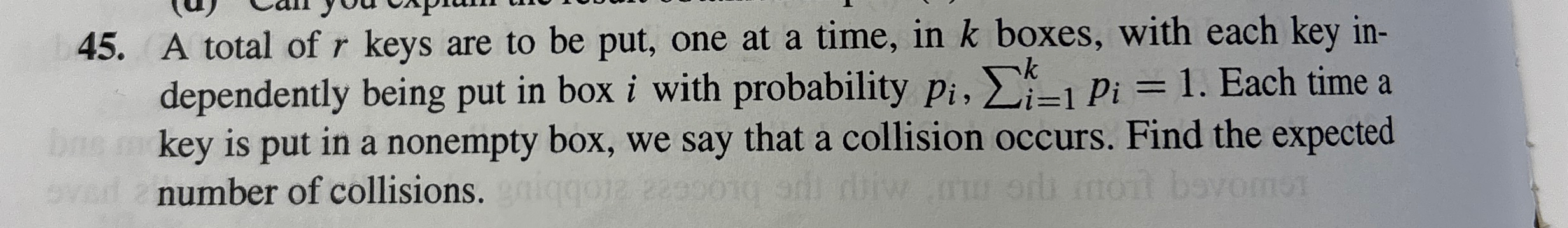 Solved A total of r ﻿keys are to be put, one at a time, in k | Chegg.com